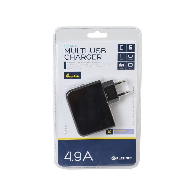Platinet USB laadija 4xUSB EU, must (42837) - USB laadijad - Photopoint