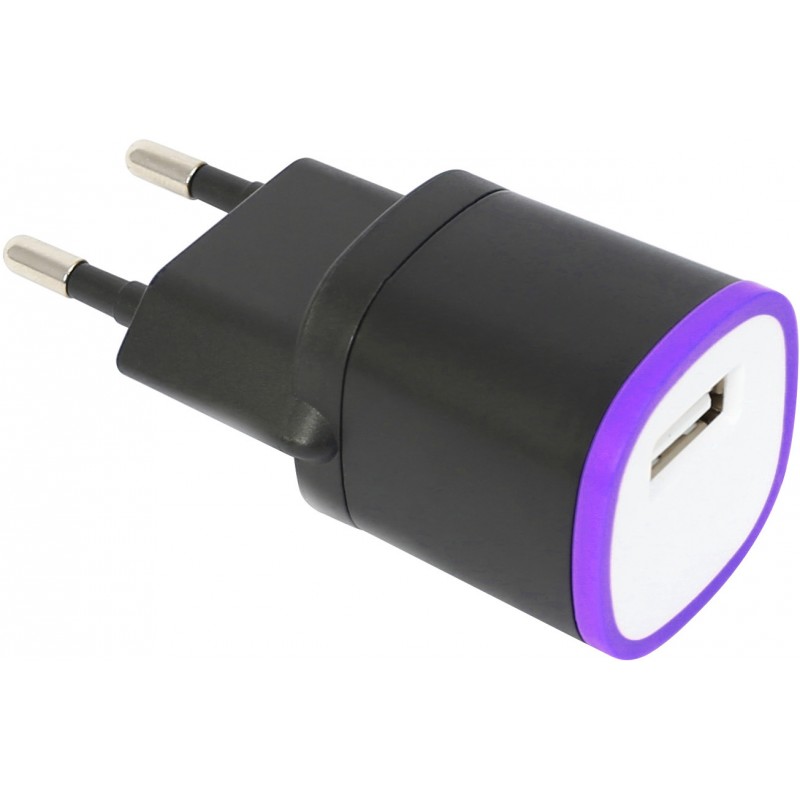 Omega USB charger 1500mA, black/purple (42894) - USB chargers - Photopoint