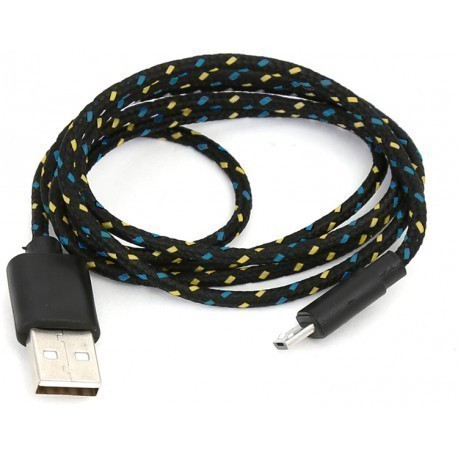 Omega cable USB - microUSB 1m, black/yellow/blue - Cables - Nordic Digital