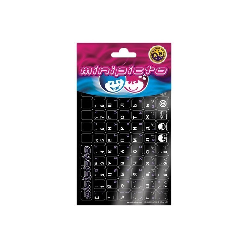 Minipicto keyboard sticker RUS/ENG KB-RUS/US-UNI02BLK, black/white ...