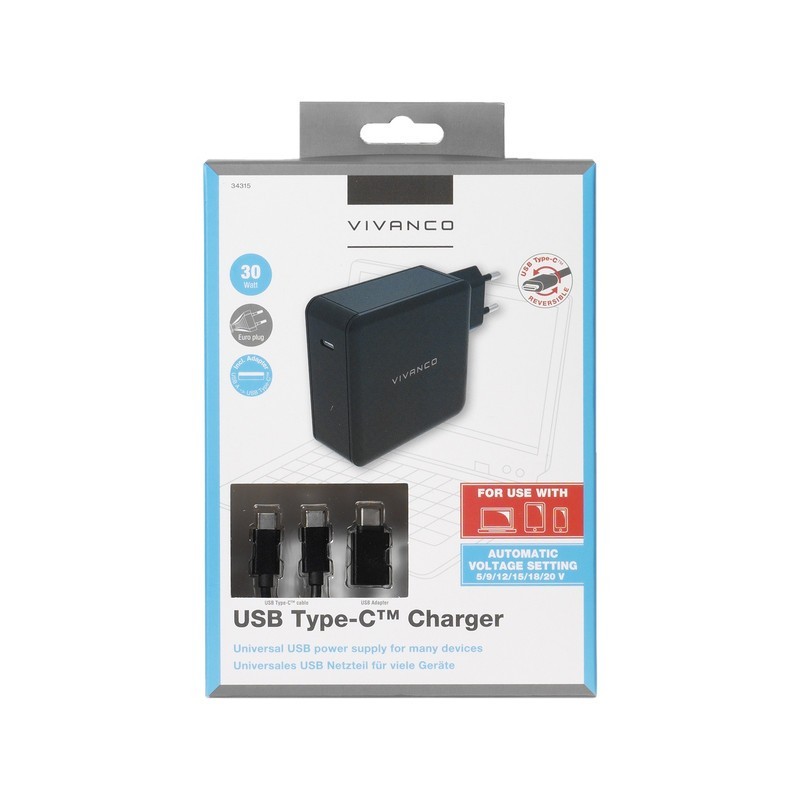 Vivanco USB-C charger + cable 30W (34315) - USB chargers - Photopoint