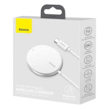 Baseus Wireless Charger Magnetic Simple Mini with Type-C cable, MagSafe ...