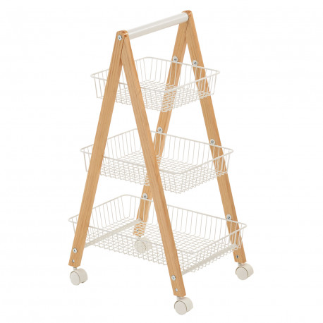 Riiul BREN valge, 48x32xH79cm, täispuit, teras - Riiulid - Photopoint