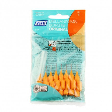 Interdental brushes Tepe Orange (8 Units) - Interdental brushes ...
