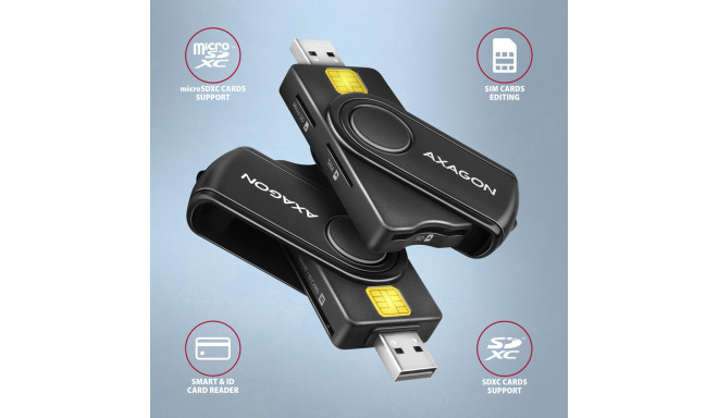 Axagon smart card reader + USB-C adapter CRE-SMP2A - Smartcard readers ...