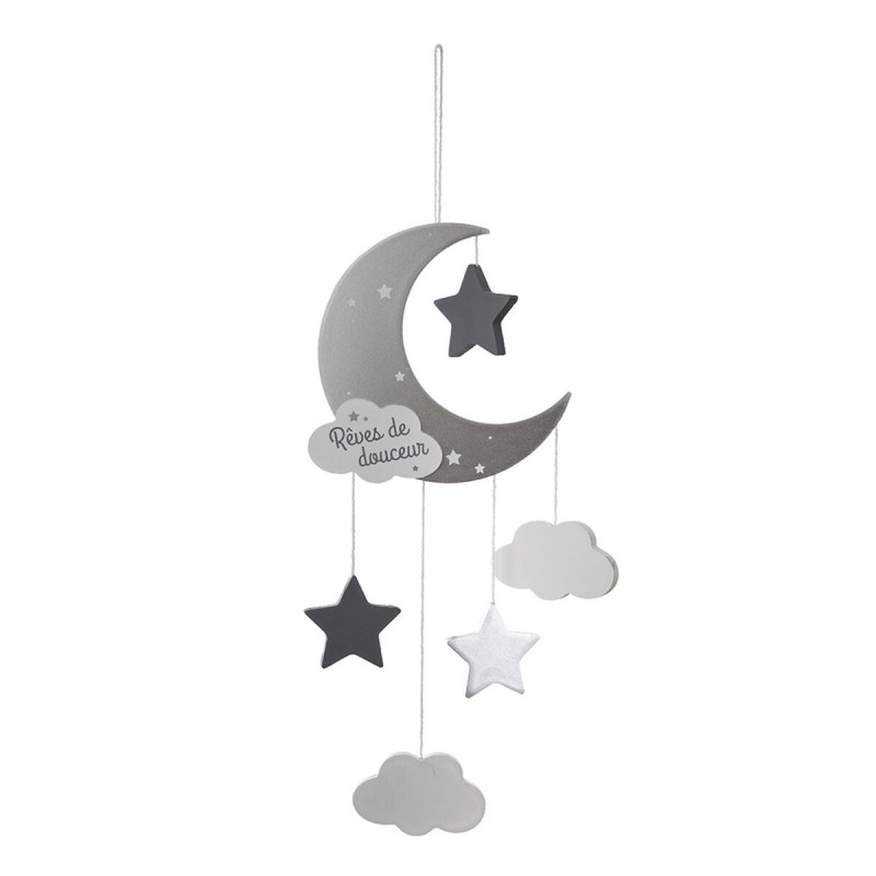 Cot Mobile Atmosphera Moon Grey MDF Wood - Developmental toys - Photopoint