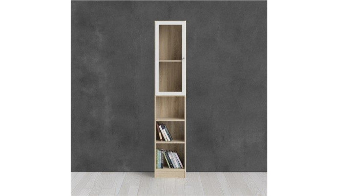 Klaasuksega riiul Basic, valge/tamm - Riiulid - Photopoint