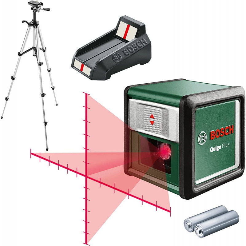 Bosch Cross line laser Quigo Plus, with tripod (green/black, red laser ...