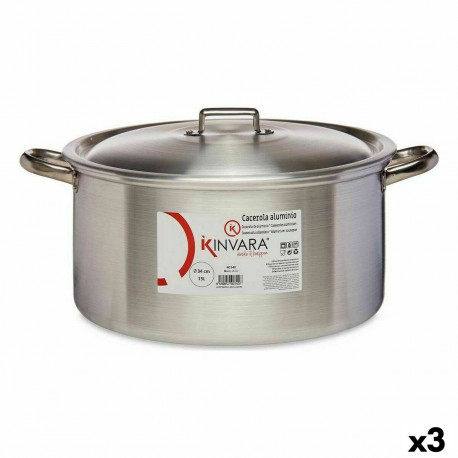 Kastrul kaanega Hõbedane Alumiinium 15 L (3 Ühikut) - Pannid - Photopoint