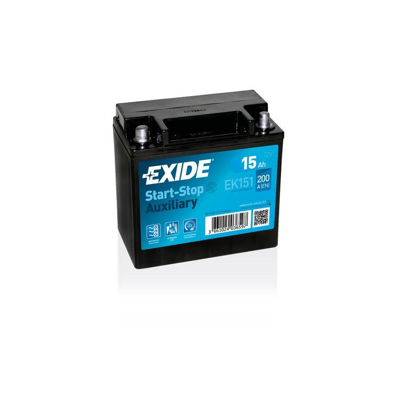 Exide EK151 vehicle battery AGM (Absorbed Glass Mat) 15 Ah 12 V 200 A ...