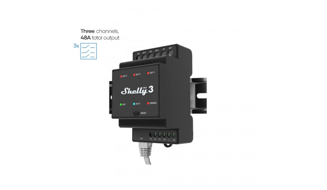 Shelly Pro 3, relay (black, three channels) - Relays - Photopoint