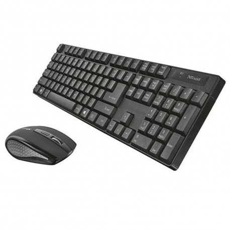 Keyboard and Wireless Mouse Trust 21135 Spanish Qwerty Black ...