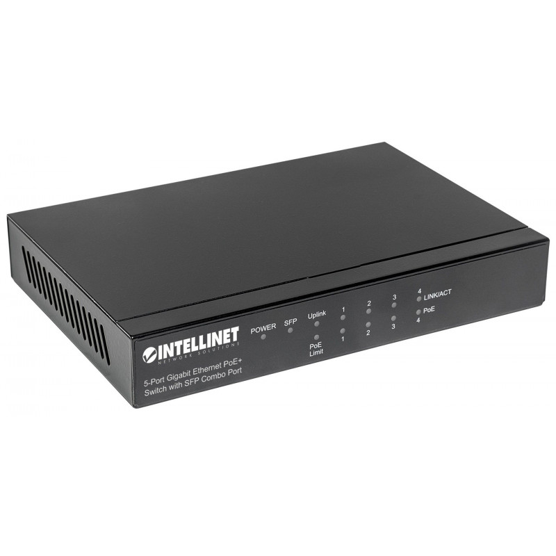 Intellinet 5-Port Gigabit Ethernet PoE+ Switch with SFP Combo Port, 4 x ...