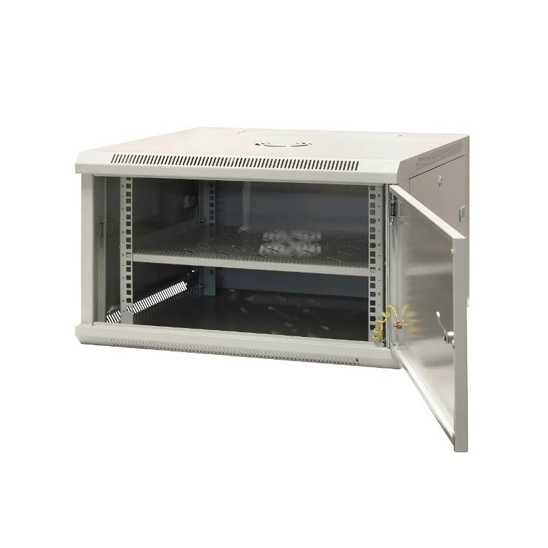 EMITERNET Single-wall hanging cabinet 19'' 6U, full sheet metal doors, 600×600×370mm width/depth ...