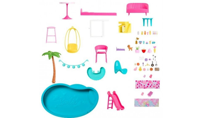 Barbie Dreamhouse, 75+ Pieces, Pool Party Doll House with 3 Story Slide ...