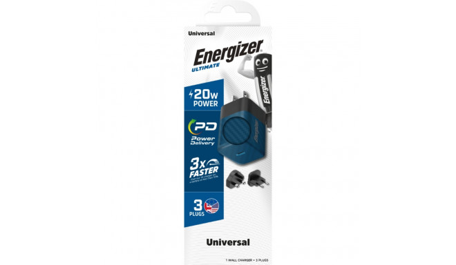 Energizer Ultimate - Multiplug EU / UK / US GaN 20W PD mains charger ...