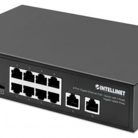 Intellinet 8-Port Gigabit Ethernet PoE+ Switch with 2 RJ45 Gigabit ...