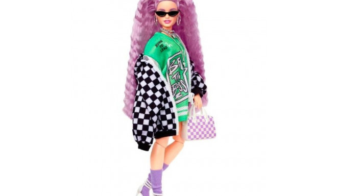 Barbie doll Extra jacket chequered light pink hair - Dolls - Photopoint