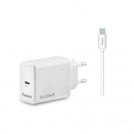 Travel Charger Type-C PD 20W + Type-C Cable 1.5m By Fonex White - USB ...