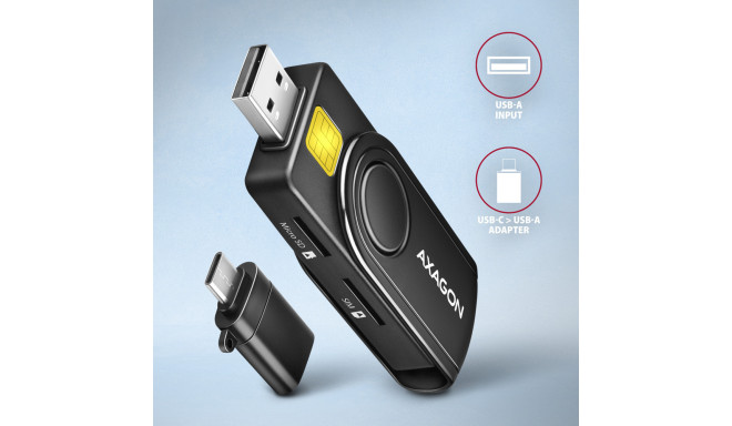 Axagon ID card reader + USB-C adapter CRE-SMP2A (opened package) - Smartcard readers - Photopoint