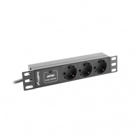 Lanberg PDU-03F-0200-BK power distribution unit (PDU) 3 AC outlet(s) 1U Black - Surge protectors ...
