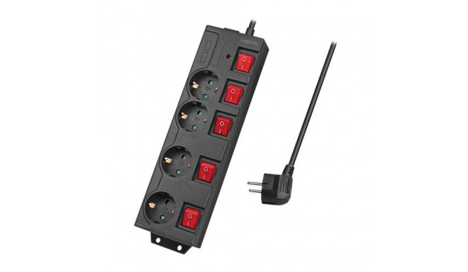 LogiLink LPS251 power extension 1.5 m 4 AC outlet(s) Indoor Black ...