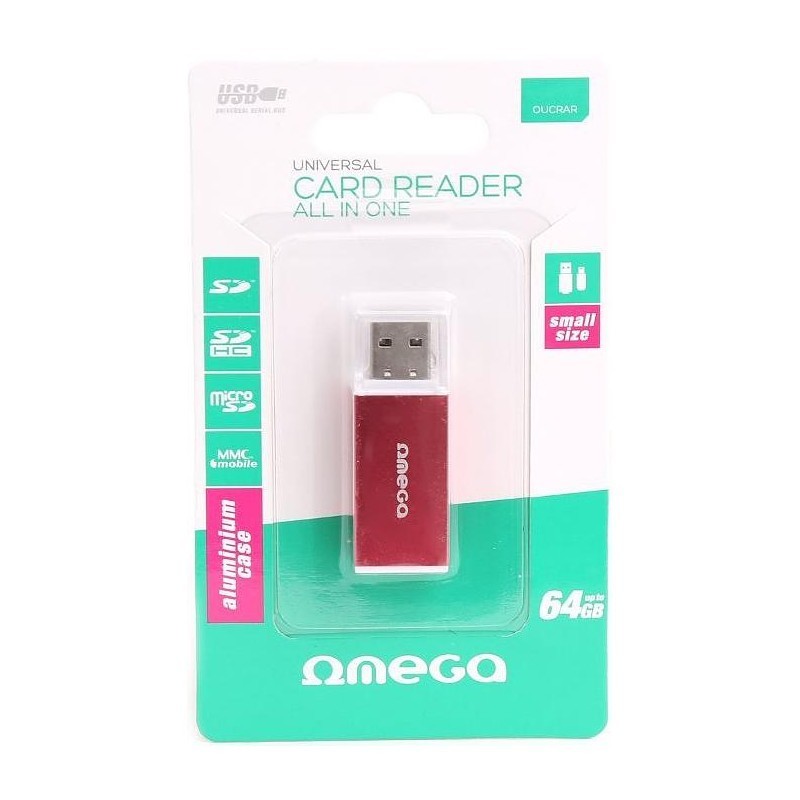 Omega card reader OUCRAR, red (42026) - Memory card readers - Nordic ...
