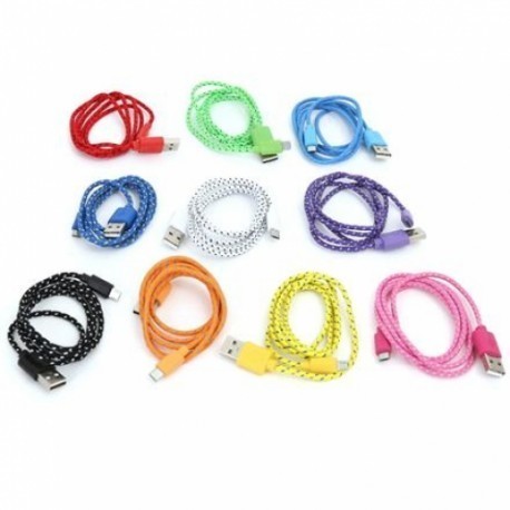 Omega cable microUSB 1m braided, yellow (42323) - Cables - Nordic Digital